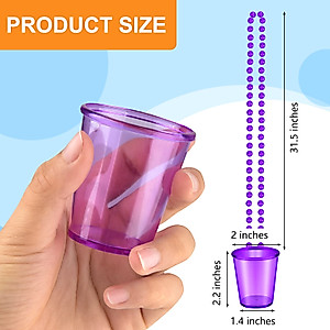 48 Pieces Shot Glass on Beaded Necklace Shot Glass Necklaces Plastic Shot Cup Necklace for Team Groom and Bride Supplies Bachelorette Party Birthday Wedding Party Festival Parade (6 Colors)