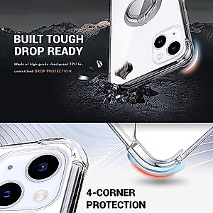 Silverback Designed for iPhone 13 Mini Case Clear with Ring Kickstand, Protective Shock -Absorbing Bumper Shockproof Phone Case for Apple iPhone 13 Mini 5.4 inch-Clear