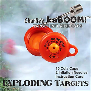 Charlie's kaBOOM! Exploding Cola Target Caps 10-Pack - Turn Plastic Bottles into Reactive Targets - Archery - Bow - Firearms - Pellet Gun- air Rifle and More