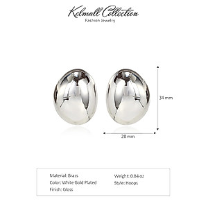 KELMALL Gold Plated Bold Gloss Square Oval Hoop Earrings for Women Chunky Large Geometric Drop Dangle Statement Earrings- Gift Box Packed