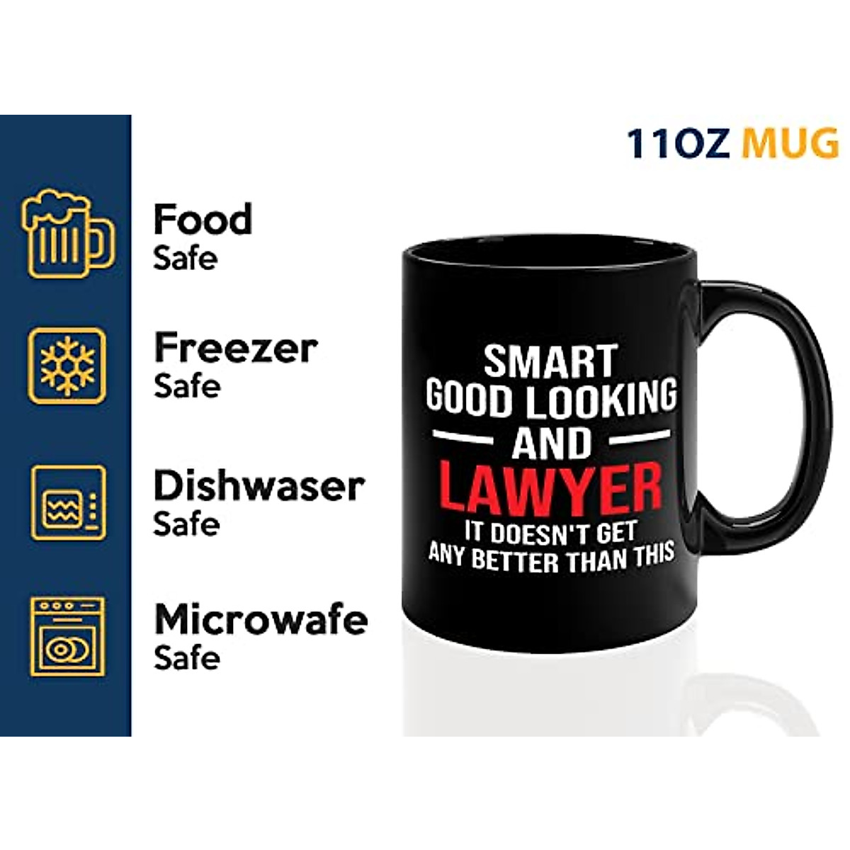 Lawyer Coffee Mug 11oz Black -Smart Lawyer - Funny Defense Attorney Court Law Degree for Lawyers Graduate Law Student