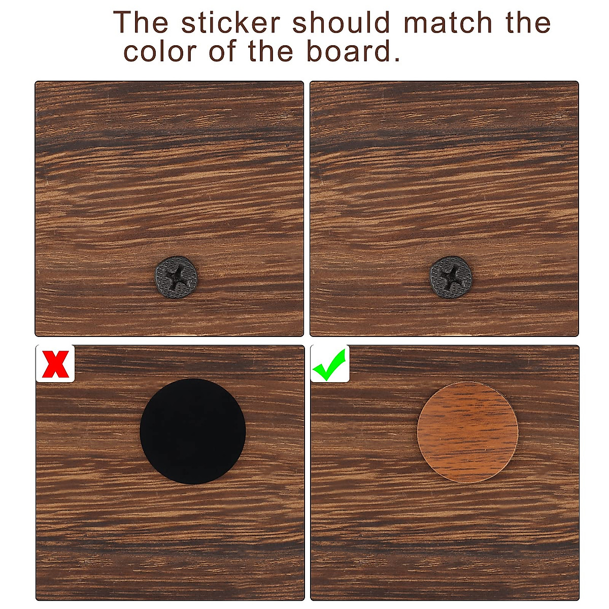 SAVITA 12 Sheets 648pcs 0.83in Self-Adhesive Screw Hole Cover Stickers, PVC Waterproof Wood Grain Stickers Wood Textured Cover for Desk Screw Bookshelf Furniture Wall Cabinet Repairing (12 Colors)