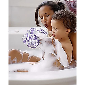 Cotton Face Towels Set of 4 - Checkered Floral Bathroom Hand Towels for Everyday Use, 29” x 13” Lilac