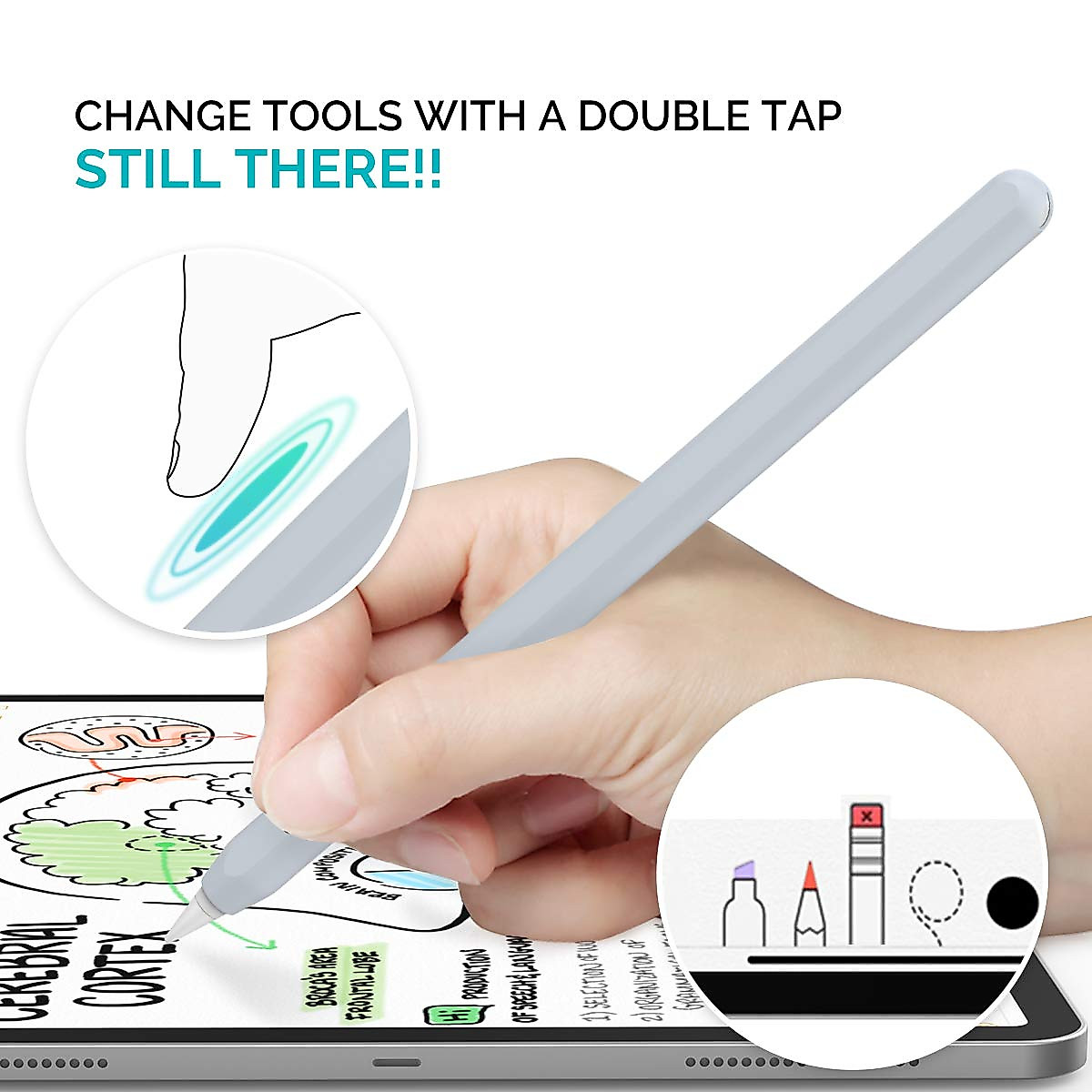 AhaStyle Silicone Case for Apple Pencil 2nd Generation & Apple Pencil Pro (2024) Sleeve Skin Ultra Thin Apple Pencil Protective Cover Compatible with Magnetic Charging and Double Tap (Blue, Pink)