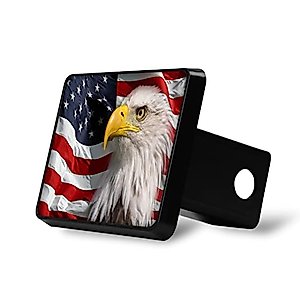 HOMETRIP US Bald Eagle Flag Trailer Hitch Cover Plug Fits 2 inch Receivers, 4 x 4 x 5 inches