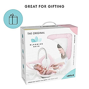 Blooming Bath Lotus Bath Baby Bath Seat - Plush Minky Baby Sink Bathtub Cushion - The Original Washer-Safe Flower Seat for Newborns - Pink/White/Gray