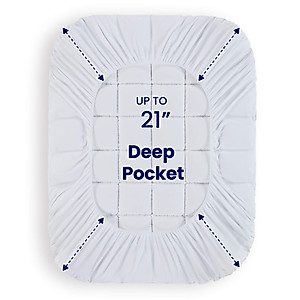 SLEEP ZONE Queen Size Cotton Mattress Pad, Machine Washable Mattress Protector Cover, Soft Cotton Top Cooling Mattress Topper Fits 8-21 inch Deep Pocket, Queen