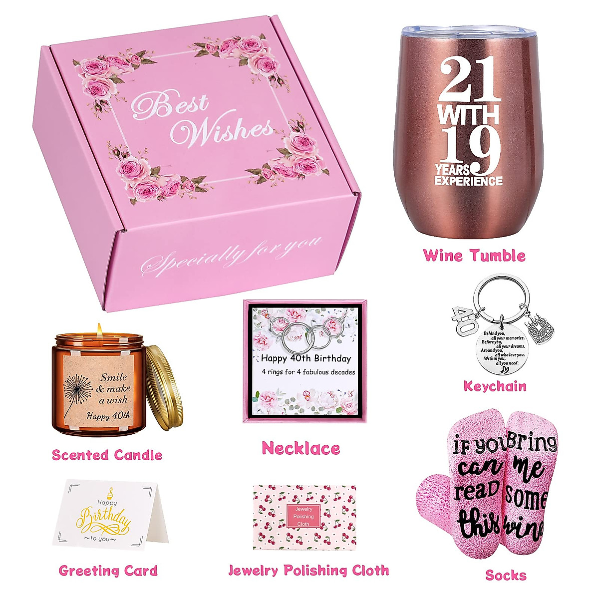 40th Birthday Gifts Women, Fabulous Funny Happy Birthday Gift for Best Friends, Mom, Sister, Wife, Aunt Turning 40 Years Old, 40th Bday Gifts Women