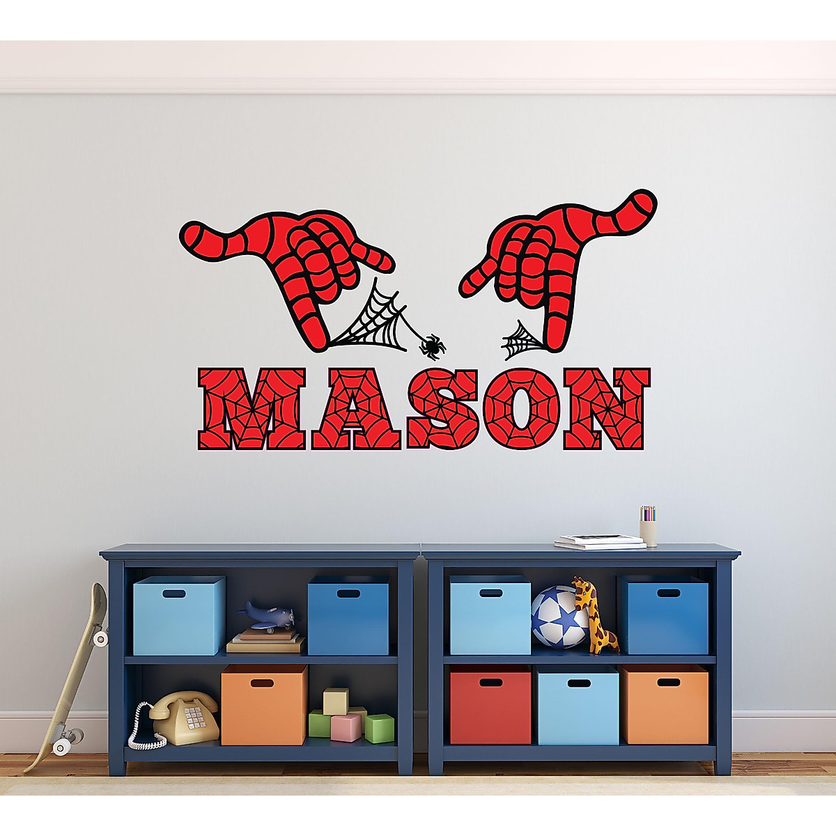 Custom Name Wall Decal - Kids Name Wall Decor - Sipider Theme Name Wall Sticker - Wall Decal for Boys Bedroom Room