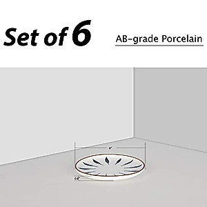 Aquiver 6'' Ceramic Dessert Plates - Color Painted Porcelain Appetizer Plates - Tea Party Small Serving Plates for Cake, Pie, Snacks, Ice Cream, Side Dish, Waffles - Set of 6 (3 Colors)