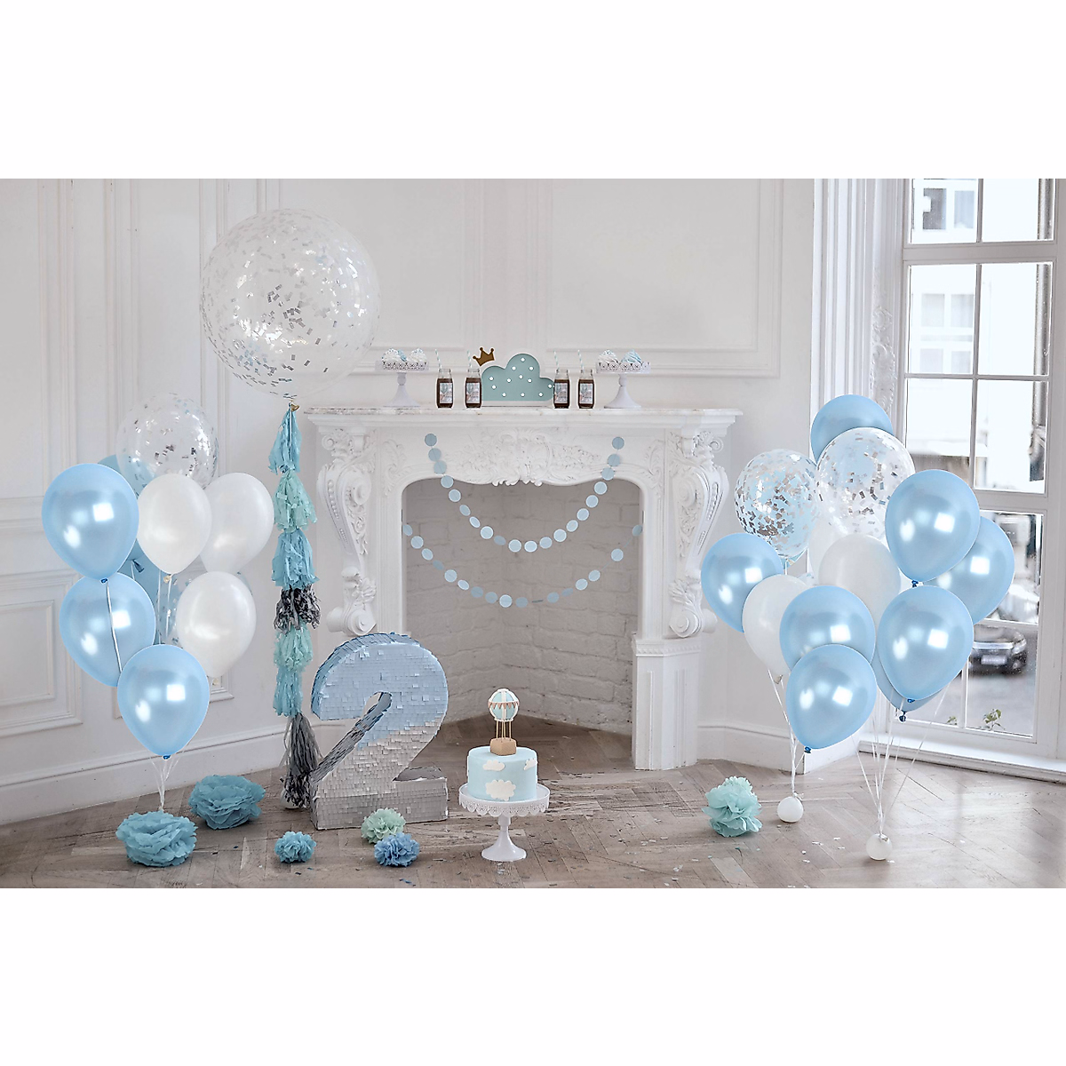 Treasures Gifted Metallic Light Blue Balloons - Baby Blue Balloons, Pastel Blue Balloons 12 Inch - Pastel Latex Balloons, Dusty Blue Balloons - Sky Blue Balloons - Metallic Blue Balloons 72