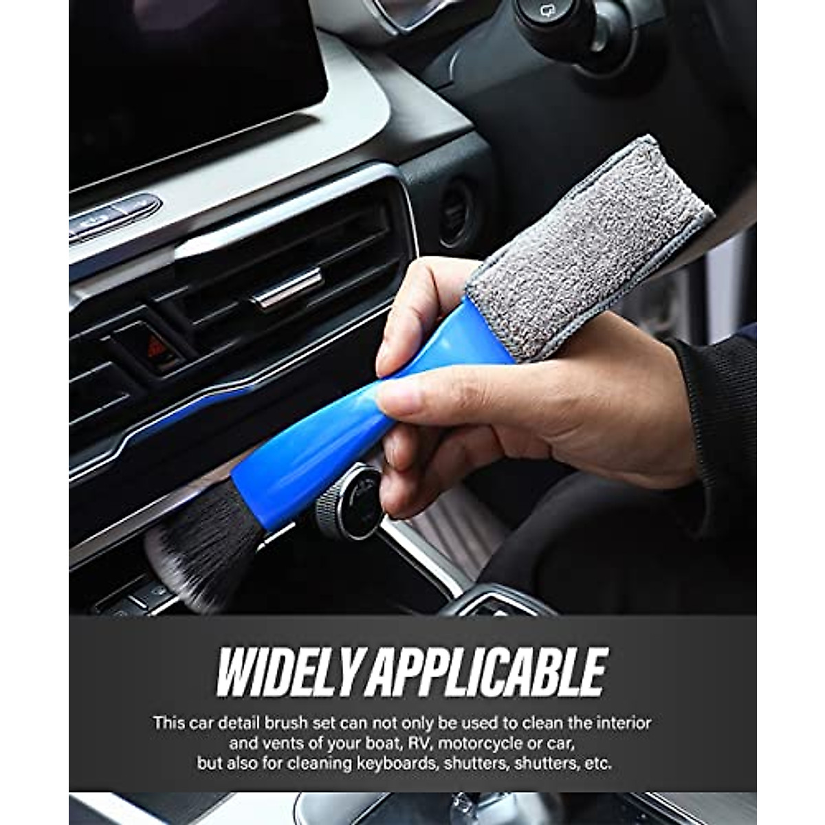 ESEWALAS Universal 2 in 1 Duster for Car Clean,Car Bursh Tool,Double Head Brush,Auto Interior Detailing Brush,Soft Car Interior Detailing Brush Dust Brush (Blue)