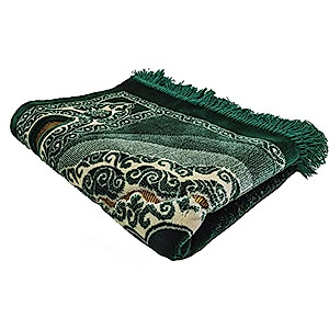 Modefa Islamic Prayer Rug - Double Plush Large & Wide Velvet Carpet - Traditional Muslim Janamaz Sajada - Thick Turkish Prayer Mat for Men & Women- Ramadan or Eid Gift - Floral Mihrab (Green)