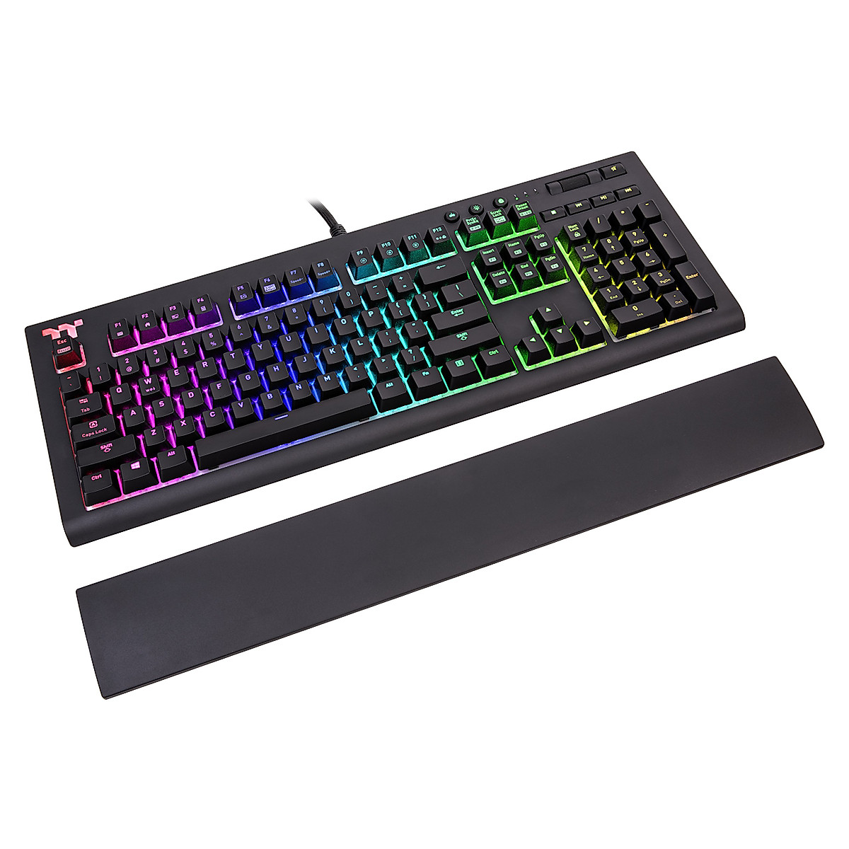 Thermaltake Tt Premium X1 RGB Smartphone Enabled Voice-Controlled AI 16.8 Million Color with 12 Lighting Effects Cherry MX Silver Switches Mechanical Gaming Keyboard KB‐TPX‐SSBRUS‐01 , Black