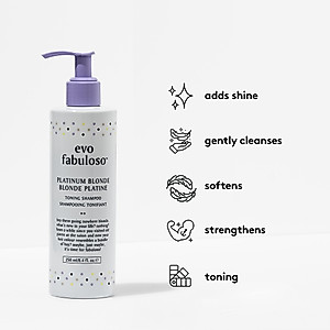 EVO Fabuloso - Platinum Blonde Toning Shampoo - Refreshes and revives colored hair - Purple Shampoo to Extended Life of Color - Treated Blonde Hair - 250ml / 8.4oz