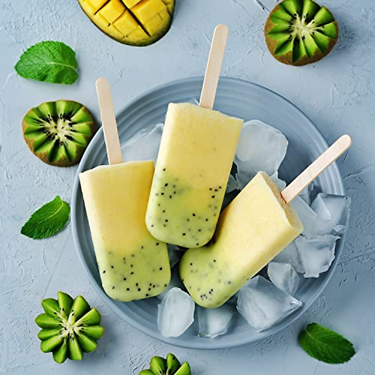 Bangp Popsicle Molds 6 Pieces,Silicone Ice Pop Molds BPA Free,Homemade Popsicle Maker,Reusable Easy Release Ice Pop Maker for Kids,with 50 Popsicle Sticks and 50 Popsicle Bags(Blue)