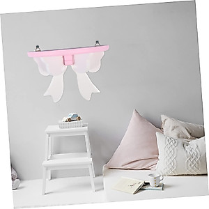 ORFOFE 1Pc Wooden Wall Mounted Storage Rack with Bowknot Decor Practical Indoor Organizer for Home Office Nursery Stylish and Functional Wall Shelf