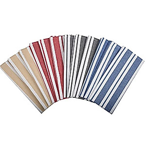 Lushomes Stripes Kitchen Towels, Set of 12, Cotton Super Soft and Absorbent Dish Towels for Kitchen Decoratives, Baking and Crafting, 16X28 Inch, Beige/Red/Grey/Blue