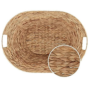 DaOLUX Braided Water Hyacinth, Laundry Basket, Natural, Hand Woven, Handles, Adult