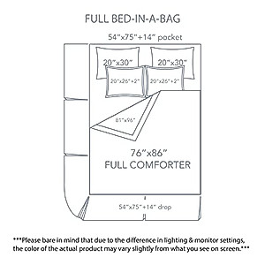 Cathay Home Basic Bedding Home Essential Ultra Soft Light Weight 8PC Wrinkle Resistant Microfiber Bed in a Bag Set (Includes Complete Sheet Set, Comforter Set & Bedskirt) - Full, White