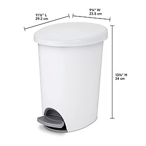 Sterilite 2.6 Gallon Ultra StepOn Wastebasket w/ Lid, Small Plastic Trash Can for the Bathroom, Bedroom, or Dorm, Pedal and Liner, White, 2-Pack