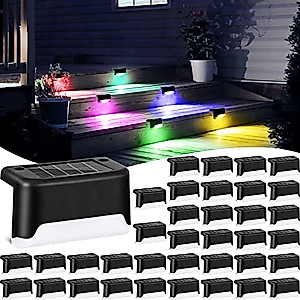 Tuanse 36 Pack Solar Deck Lights Outdoor Solar Step Lights Waterproof Outdoor Lighting Solar Fence Lights Outdoor Step Lights for Pool Garden Wall Patio Yard Porch (Multi Color)