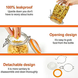 DANALLAN Wide Mouth Mason Jars, 4Pcs 32 oz Glass Jars with Airtight Lid Large Mason Canning Jars Clear Storage Canister Jars with Measurement Marks for Canning Flour Jam Jelly Coffee Sugar Beans