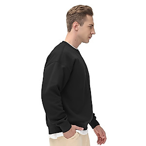 THE GYM PEOPLE Men's Fleece Crewneck Sweatshirt Thick Loose fit Soft Basic Pullover Sweatshirt(Black, XX-Large)