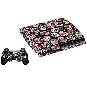 LidStyles Vinyl Protection Skin Kit Decal Sticker Compatible with PS3 Slim Console (Sugar Skulls)