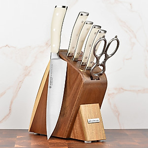 Wusthof Classic Ikon Creme 7 Piece Slim Knife Block Set (Acacia Block)