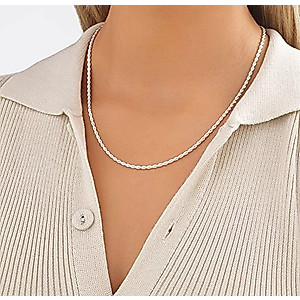 Haevsiwa 925 Sterling Silver Chain for Men Women Rope Chain Lobster Clasp Silver 2.5mm Silver Chain Necklace (22 inches)