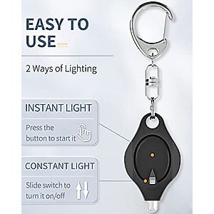 Uniclife 5 Pack Mini LED Keychain Flashlight 12 Lumen Portable Ultra Bright Battery Powered Black Torch with Spring Carabiner for Outdoor Camping Hiking and Emergency Lighting (Batteries Included)