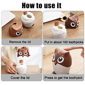 Hyever Pop-Up Toothpick Holder Automatic Toothpick Dispenser Cute Owl Design Toothpick Holder Funny for Table, Restaurant, Kitchen and Party (Dark Grey)