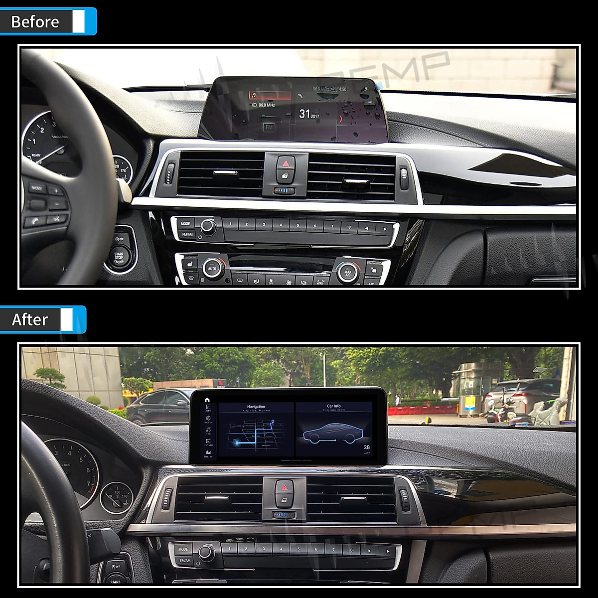 PEMP for BMW F30 F48 F39 NBT EVO Android 13 10.25" 1920x720 Screen, Qualcomm 8core 4G+64GB CarPlay Android Auto Monitor, for BMW 3 Series X1 X2 (2017-2019) NBT EVO ID6