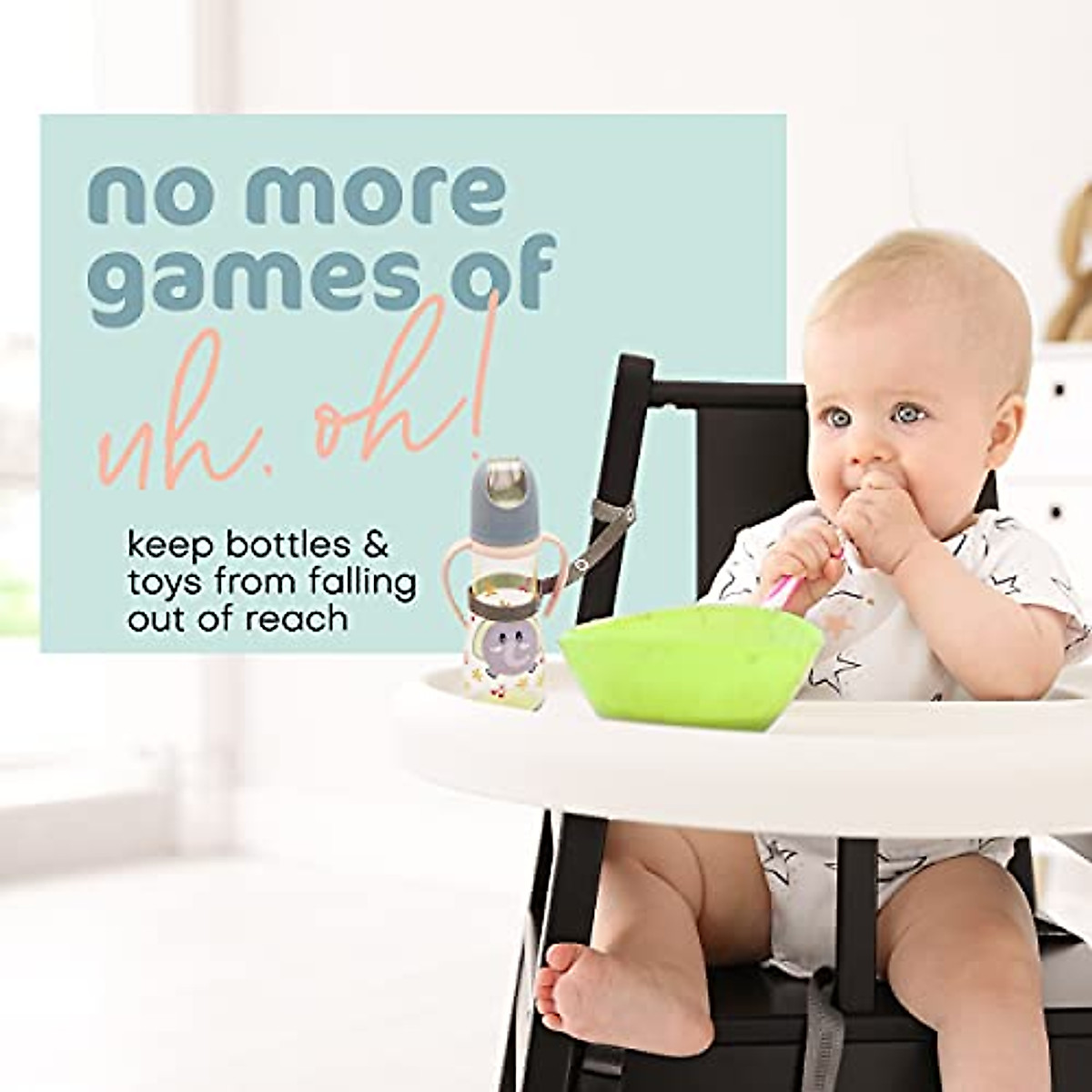 Baby Buddy Secure-A-Toy - Straps Toys, Teether, or Pacifiers to Strollers, Highchairs, Car Seats— Safety Leash With Adjustable Length to Keep Toys Sanitary & Clean, Pink/White 2 Count (Pack of 2)