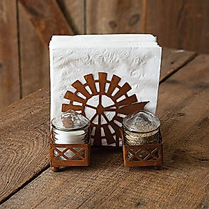 CTW Home Collection 370525 Windmill and Silo Salt Pepper and Napkin Caddy, 6.75-inch Width