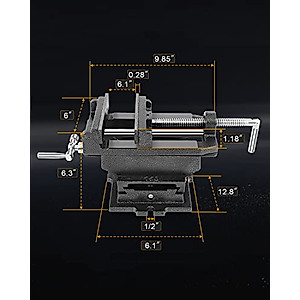 GYZJ 𝟔" 𝐂𝐫𝐨𝐬𝐬 𝐒𝐥𝐢𝐝𝐞 𝐕𝐢𝐬𝐞 Drill Press Milling Vise, 𝟔 in Jaw Width, 𝟔.𝟏 in Max Jaw Opening, Bench Mount Clamp Machine Vice Holder Clamping Tool for CNC Woodworking Milling Machine