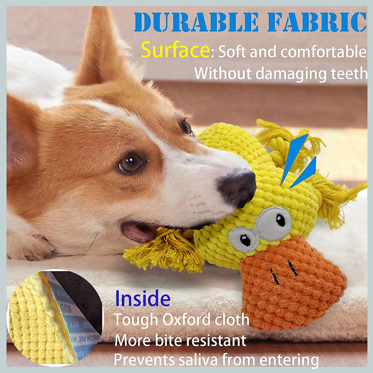 Indestructible Dog Squeak Toys for Big Dogs, Durable Chew Toys for Aggressive Chewers, Tough Stuffed Animals, Toys with Cotton Material and Crinkle Paper,Suitable for Large, Medium and Small Dogs