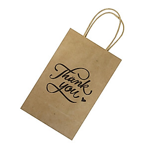 bagmad 50 Pack 5.25x3.25x8 Inch Small Brown Paper Gift Bags with Handles Bulk, Thank You Kraft Paper Bags for Party Favors Grocery Retail Shopping Wedding Craft Cub Sacks (Plain Natural, 50pcs)