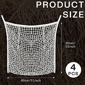 Riakrum 4 Pcs Hay Net White Slow Feed Hay Net Bag Hay Bags for Horses 35 x 31 Inch Horse Feed Bag Horse Feeding Supplies for Horse Feeder Full Day Feeding Horses Goat Stall Trailer