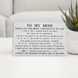 ABNTY Mothers Day Gifts for Mom, Thank You Mom Gifts, Mom Appreciation Card, Stainless Steel Engraved Wallet Insert