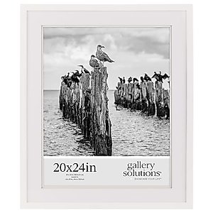 Gallery Solutions - 20"x24" White Frame - Double White Mat - Wall/Tabletop Display - Perfect Fit for 16"x20" Photos - Versatile Mounting Options - Rectangular Tabletop - Poster Frame