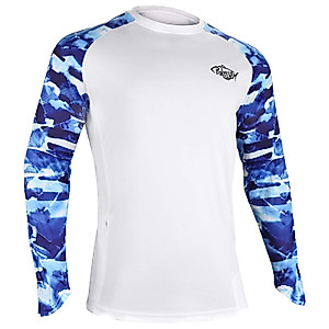 Palmyth Fishing Shirt for Men Long Sleeve Sun Protection UV UPF 50+ T-Shirts with Pocket (Largemouth bass/Flag, Medium)