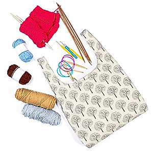 YARWO Knitting Yarn Bag, Tote Bag for Knitting Needles, Yarns and Unfinshed Project, Tree (Bag Only, Patented Design)
