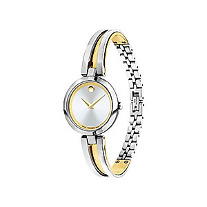 Movado Women's Aleena Two-Tone Watch with a Concave Dot Museum Dial, Gold/Silver (Model 607150)