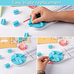 Paper Trimmer Craft Paper Cutter: 4 Style Multi-Function Scrapbooking Tool with Dial Blades of Straight,Wave,Dotted,Perforated,Creasing for Cutting Paper,Coupons,Photos,Postcards,Scrapbook,Card