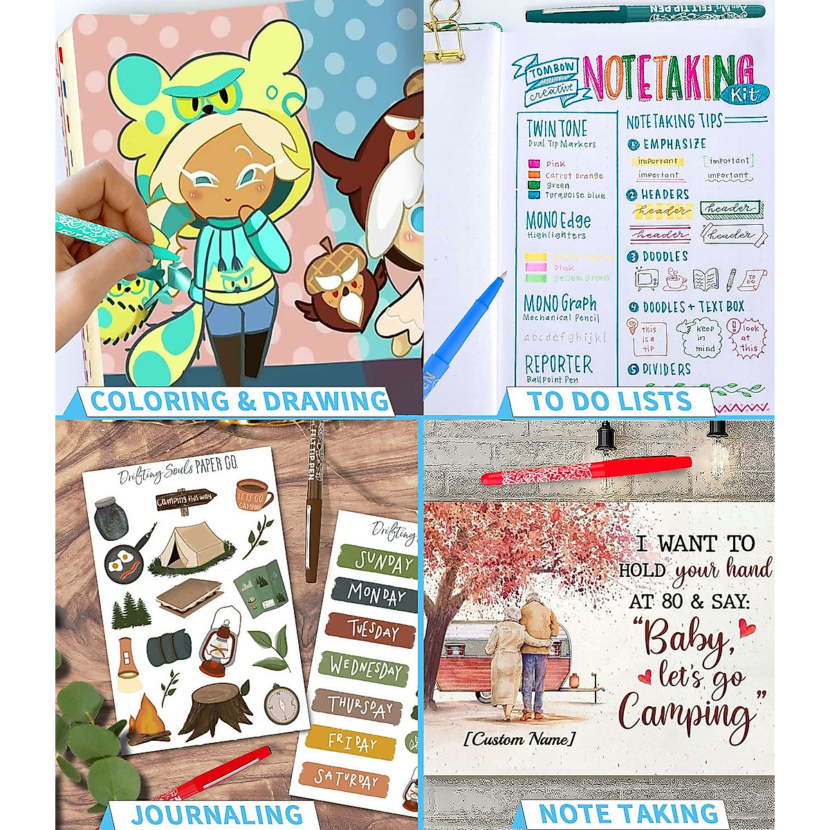 Felt Tip Pens, 35 Colored Fine Point Felt Pen with Fiber Tip, Water-Based Ink, Perfect Markers Pen for Bullet Journaling Adult Coloring, Note Taking at School Office