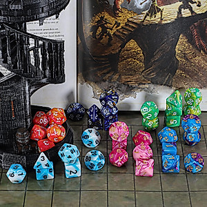 ESANDA DND Dice Set, 42pcs Polyhedral Dice D&D Dice with 6 Blue Drawstring Bags, 6 Complete Double-Colors Dice Sets for Dungeons and Dragons RPG MTG Table Games etc