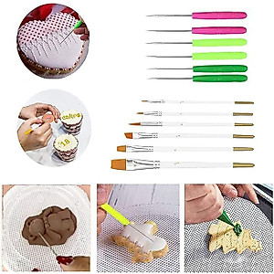 Cookie Decorating Kit Supplies Including 1 Acrylic Cookie Turntable 6 Cookie Scribe Needle2 Silicone Mesh Mats 6 Cookie Decoration Brushes 4 Rubber Feet Bumpers