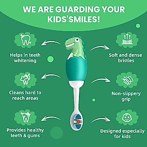 ZMRZ Kids Manual Toothbrush, Extra Soft Bristle Toddler Toothbrush with 10000 Bristles, Kids Travel Toothbrush Designed for Delicate Teeth & Gums for Children 2-7 Years (Green)